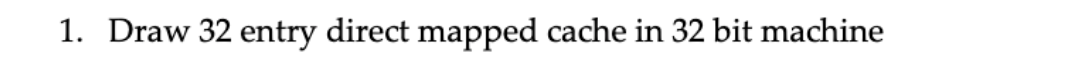 Solved 1. Draw 32 entry direct mapped cache in 32 bit | Chegg.com