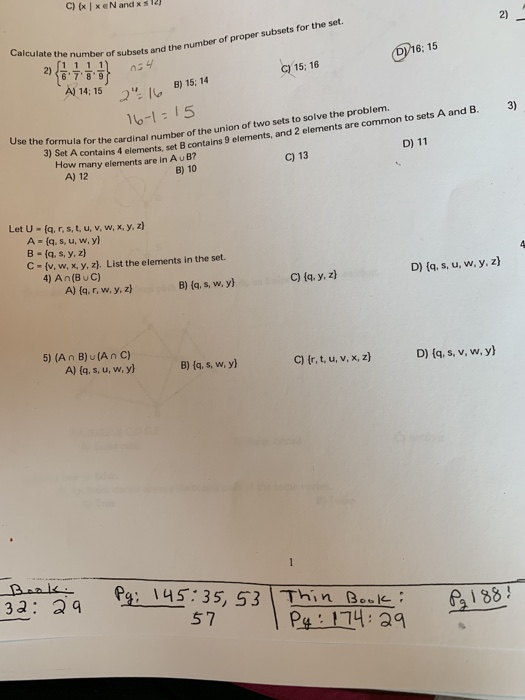 Solved 2) Calculate the number of subsets s and the number | Chegg.com