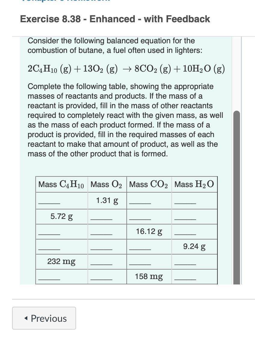 Solved Consider the following balanced equation for the | Chegg.com