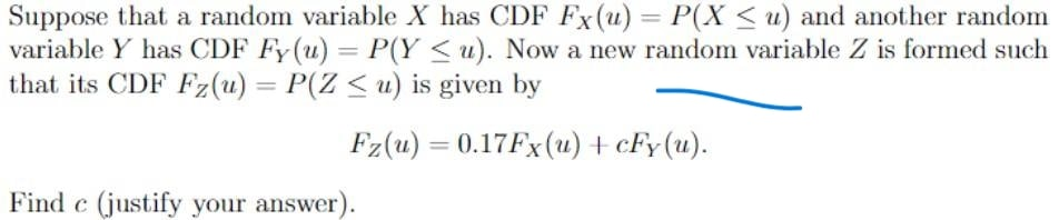 Solved Suppose that a random variable X has CDF Fx(u) = P(X | Chegg.com