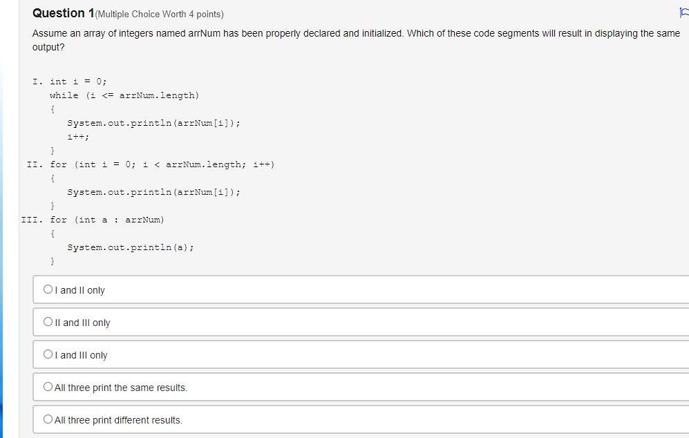 Solved Question 1 (Multiple Choice Worth 4 points) Assume an | Chegg.com