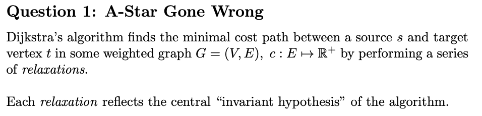 Solved Question 1: A-Star Gone Wrong Dijkstra's algorithm | Chegg.com