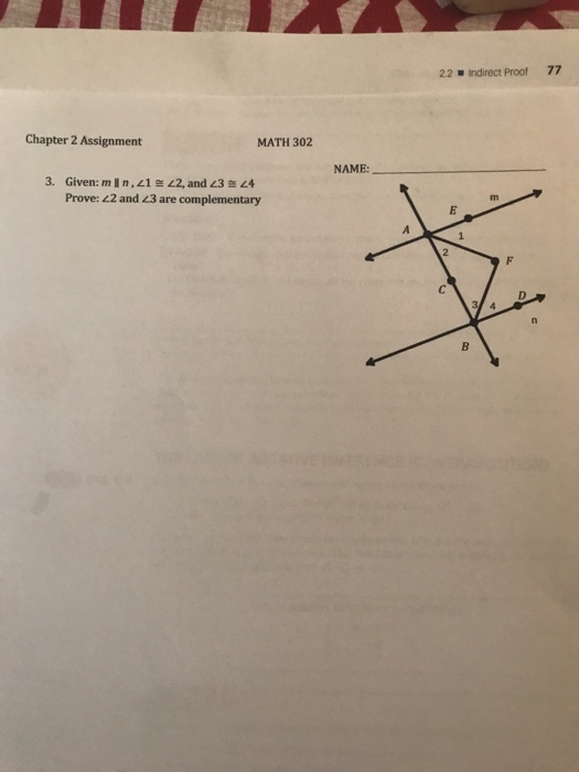 Solved 2.2Indirect Proof 77 Chapter 2 Assignment MATH 302 | Chegg.com