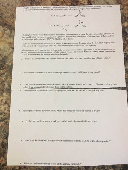 Solved ned, meaning that cis- and Singlet carbenes add to | Chegg.com