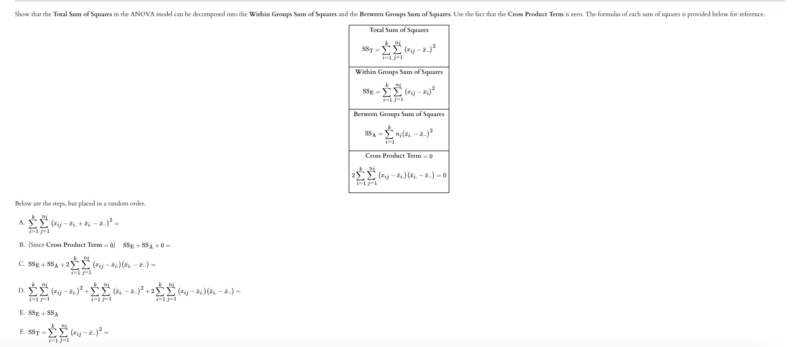 Solved \table[[Total Sum of | Chegg.com