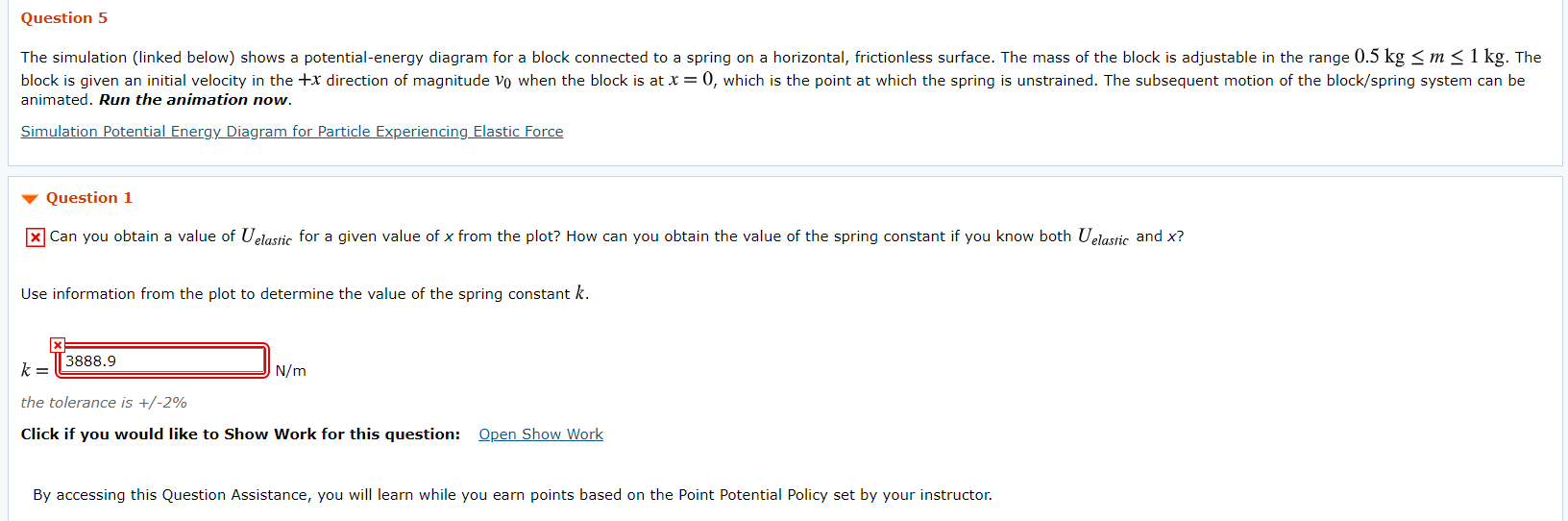 Solved Question 5 The simulation (linked below) shows a | Chegg.com