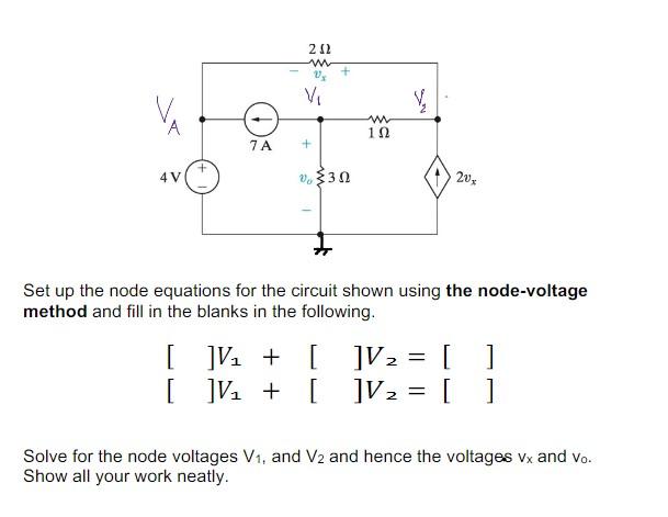 Solved Set up the node equations for the circuit shown using | Chegg.com