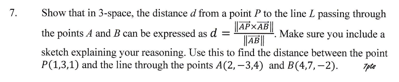 Solved Show that in 3-space, the distance d from a point P | Chegg.com