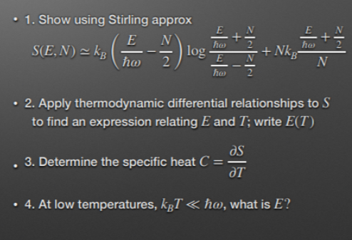 Solved E . 1. Show using Stirling approx E N = log ho 2 2 2 | Chegg.com