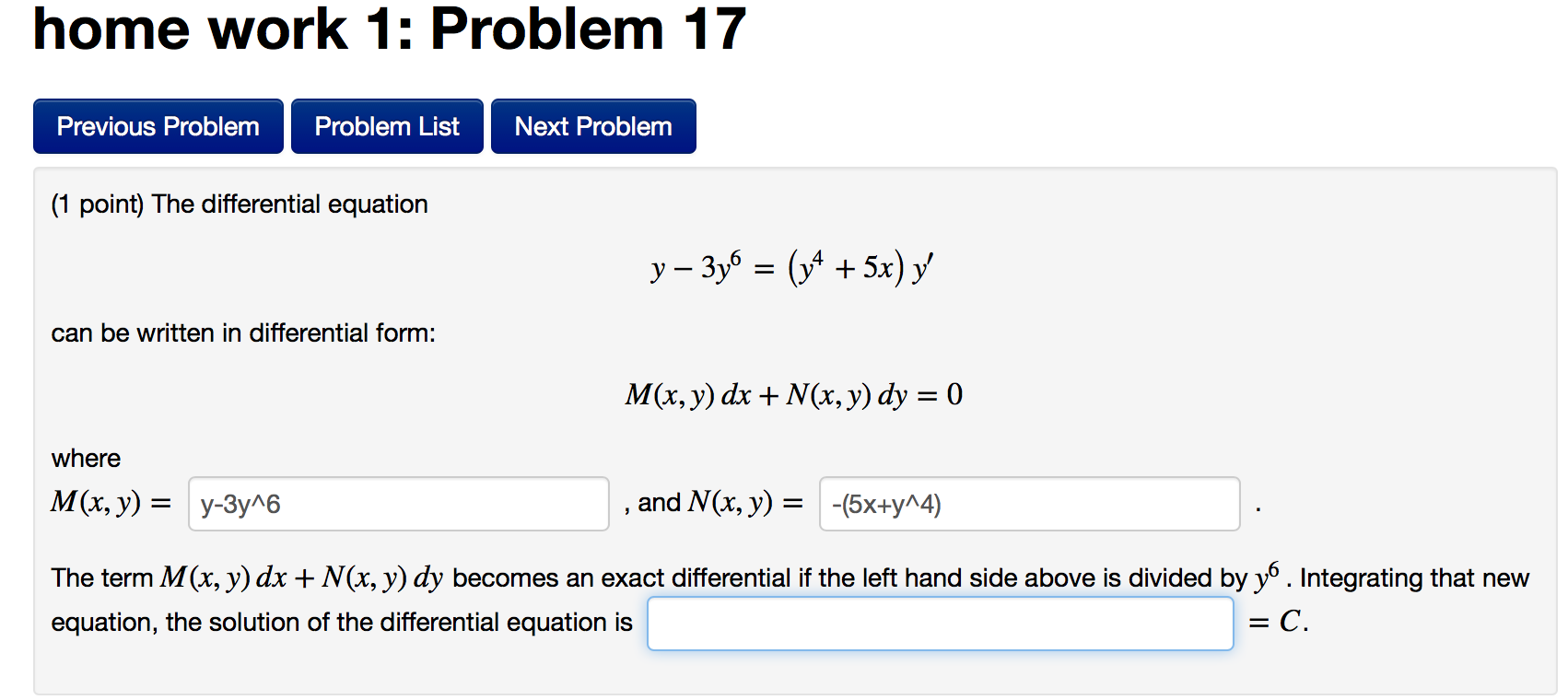 Solved Previous Problem Problem List Next Problem (1 point) | Chegg.com