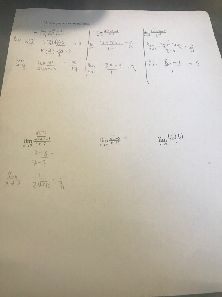 Solved 15. Conspute the following İimits a) 2. lan lim +2-3 | Chegg.com