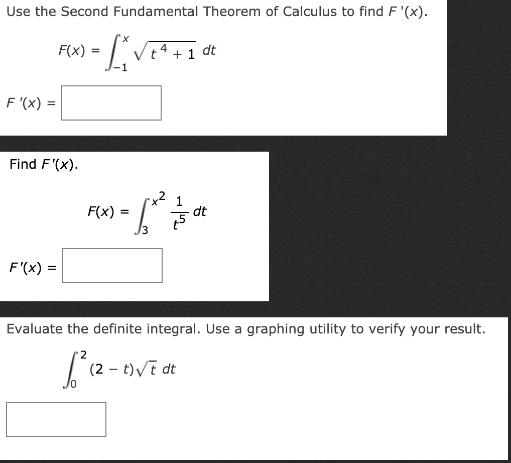 Solved Use the Second Fundamental Theorem of Calculus to | Chegg.com