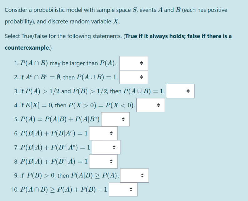 Solved Consider a probabilistic model with sample space S, | Chegg.com