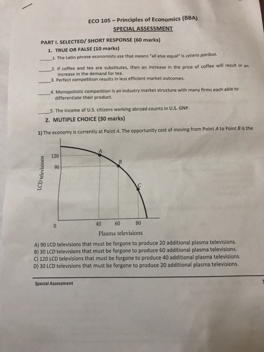 Solved ECO 105-Principles of Economics (BBA) SPECIAL | Chegg.com