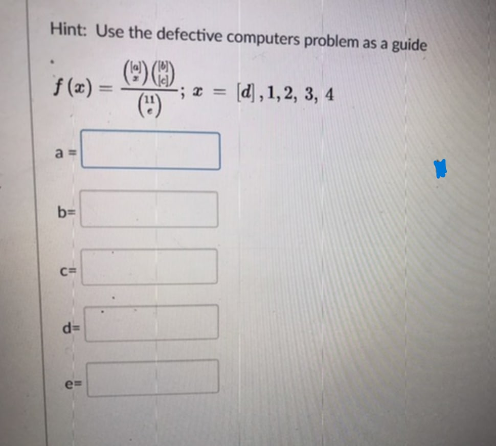 Solved Hint: Use the defective computers problem as a guide | Chegg.com