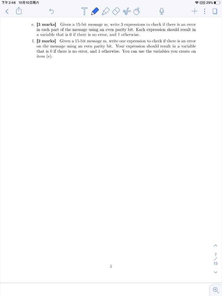 TF2:48 1010 VPN 29% 5 T + O 3. (12 marks] A parity | Chegg.com