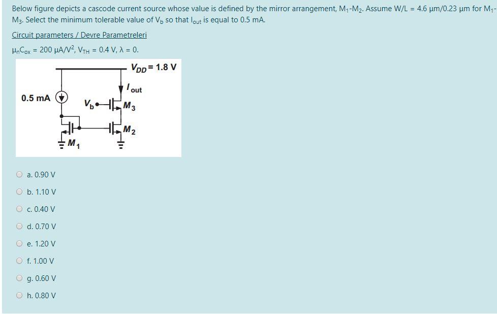Solved Below figure depicts a cascode current source whose | Chegg.com