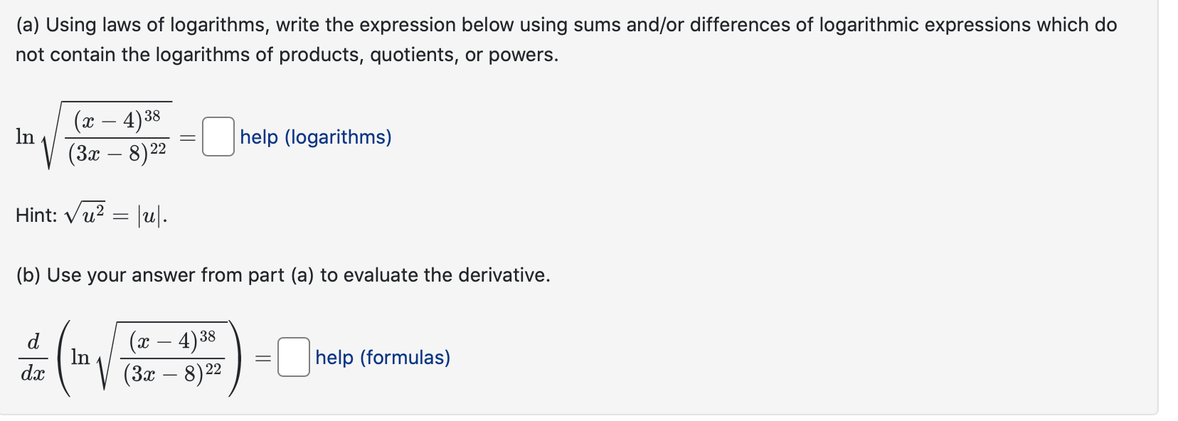 Solved (a) Using laws of logarithms, write the expression | Chegg.com