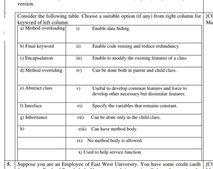 Solved version. Consider the following table. Choose a | Chegg.com