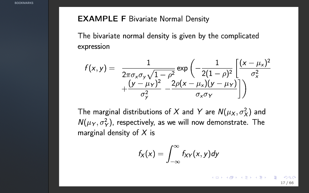 Solved BOOKMARKS EXAMPLE F Bivariate Normal Density The | Chegg.com