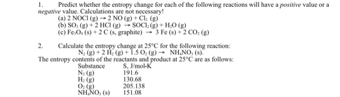 Solved Predict whether the entropy change for each of the | Chegg.com