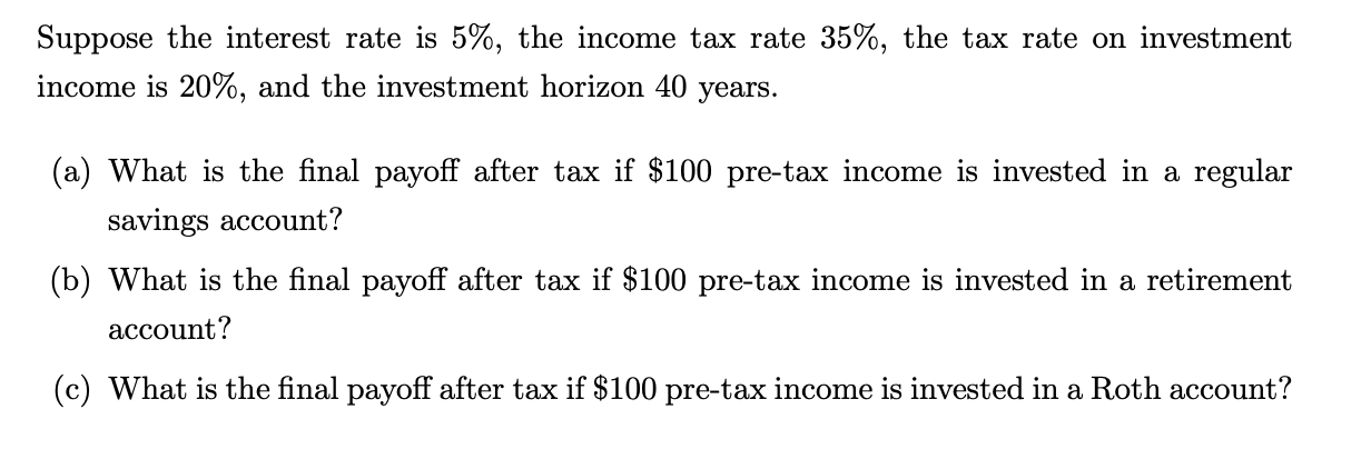 Suppose the interest rate is 5%, the income tax rate | Chegg.com