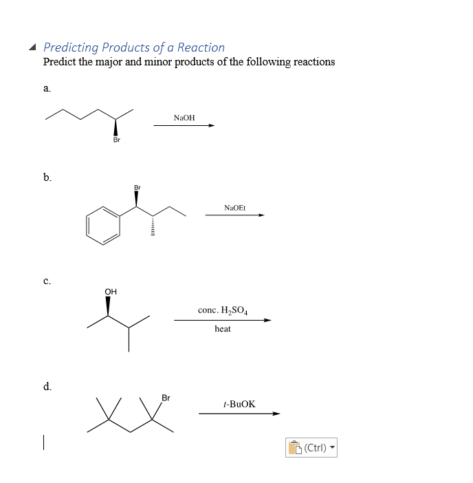 Solved Predicting Products of a Reaction Predict the major | Chegg.com