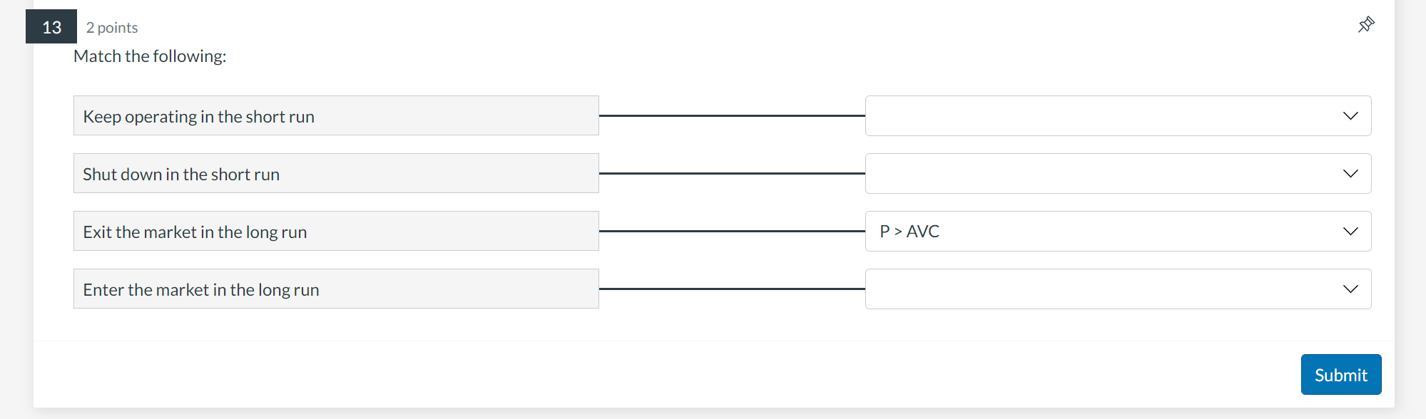 Solved 132 points Match the following: Keep operating in the | Chegg.com