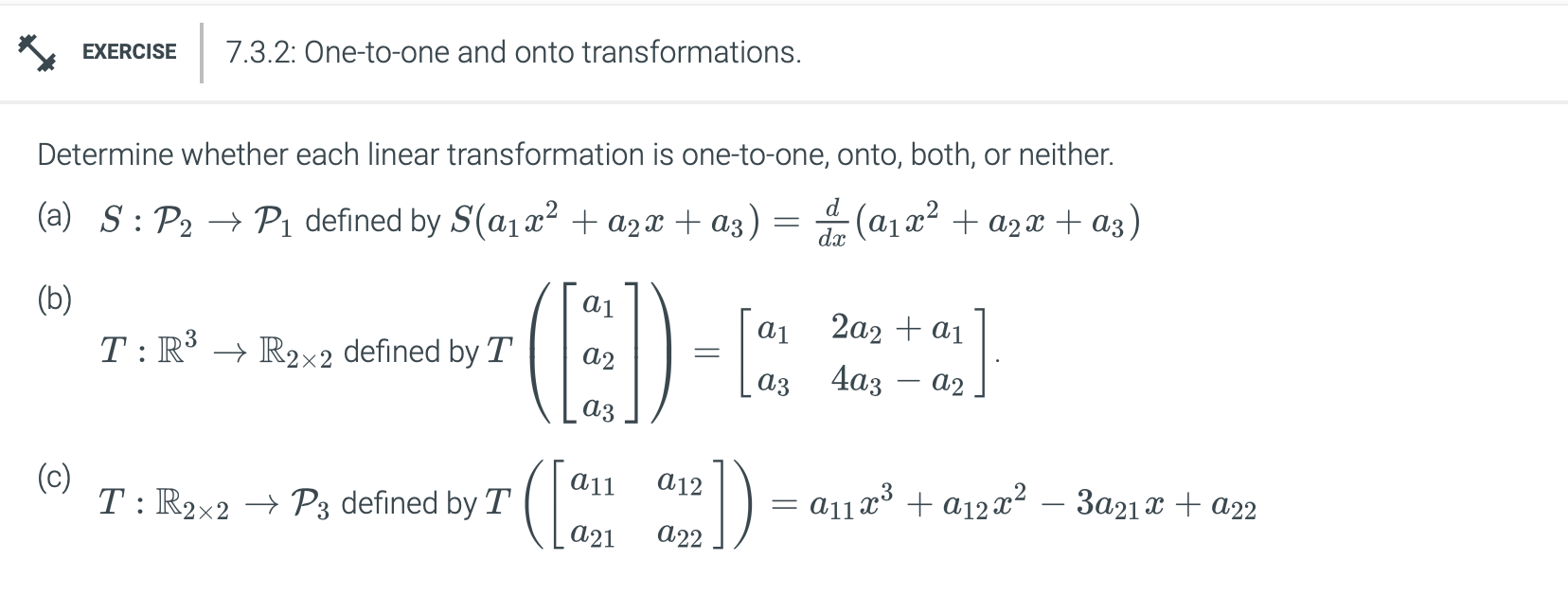 Solved Determine whether each linear transformation is | Chegg.com
