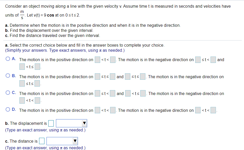 Solved Consider An Object Moving Along A Line With The Given