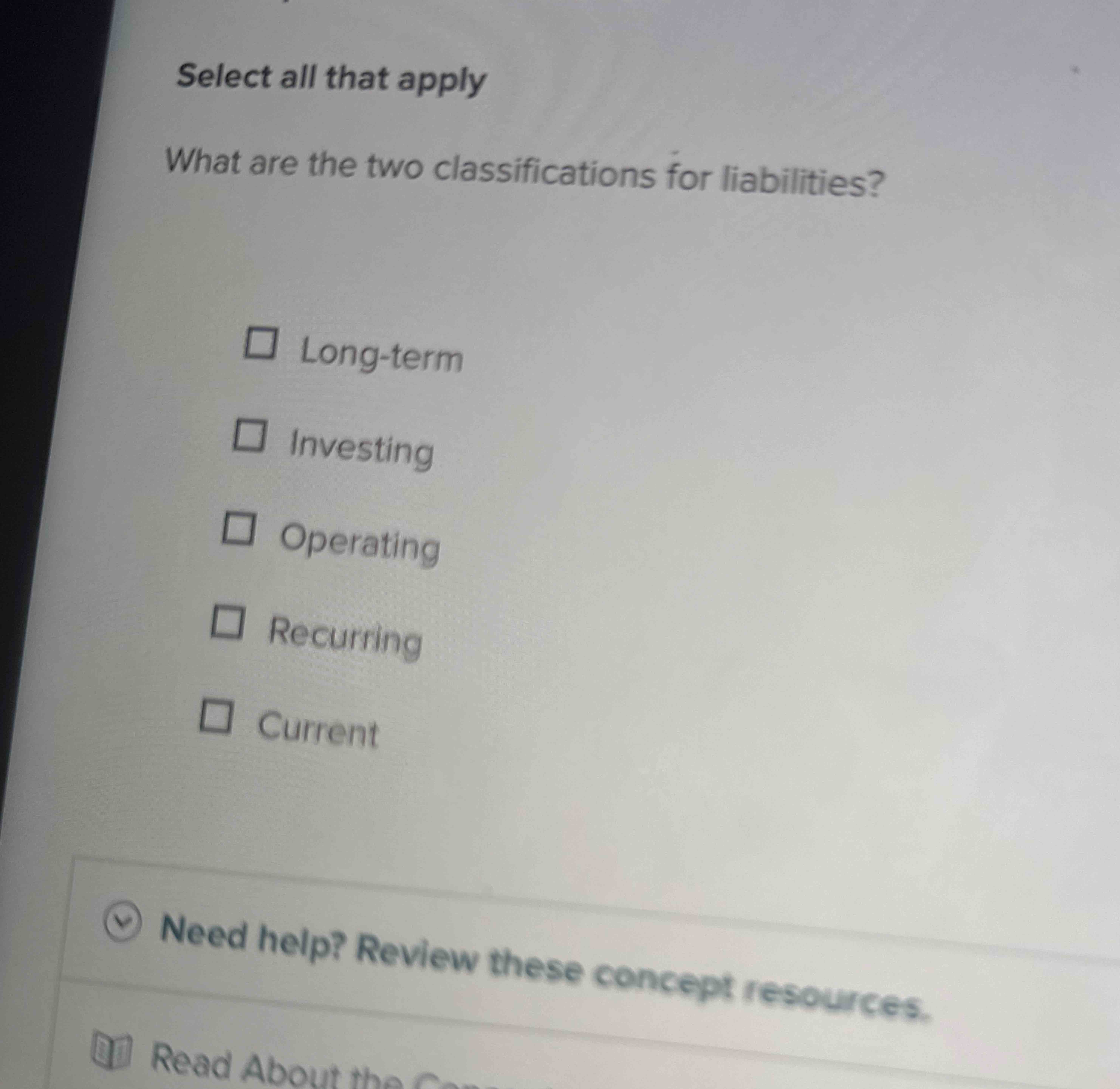 Solved Select all that applyWhat are the two classifications | Chegg.com