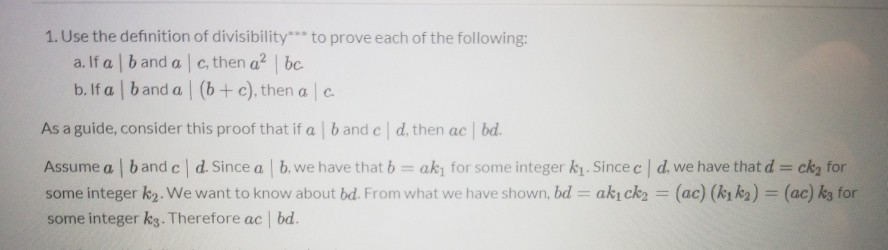 Solved 1. Use the definition of divisibility*** to prove | Chegg.com
