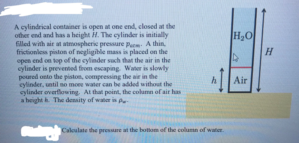 Solved H2O A cylindrical container is open at one end, | Chegg.com