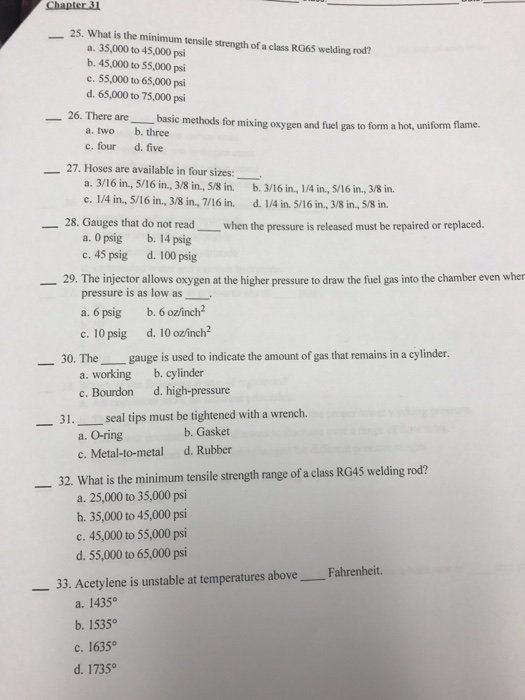 Solved What is the minimum tensile strength of a class RG65 | Chegg.com