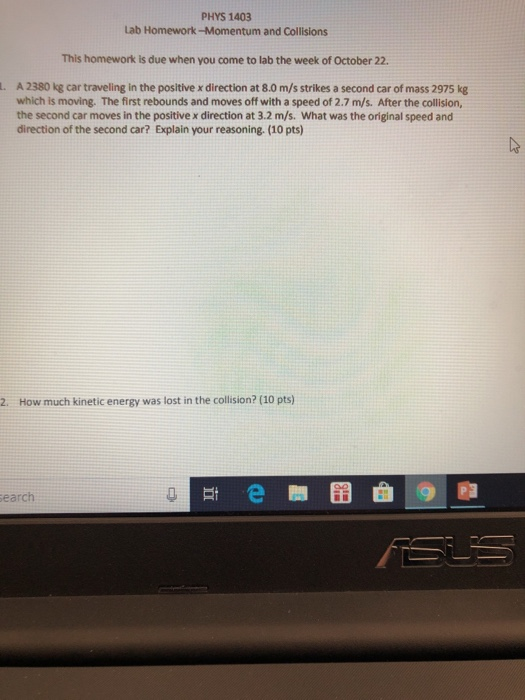 Solved PHYS 1403 Lab Homework-Momentum and Collisions This | Chegg.com