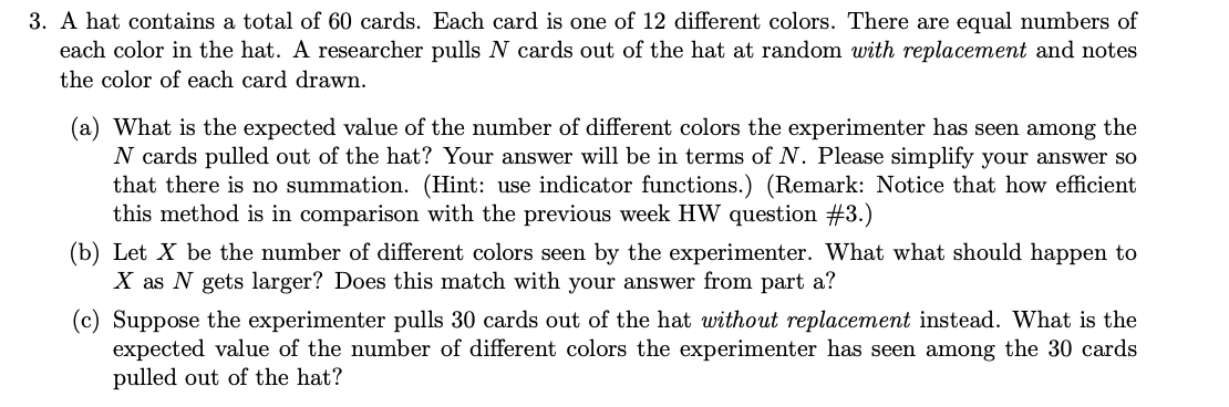 Solved 3. A hat contains a total of 60 cards. Each card is | Chegg.com