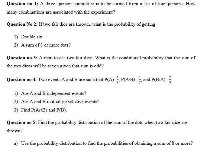Solved Question no 1: A three-person committee is to be | Chegg.com