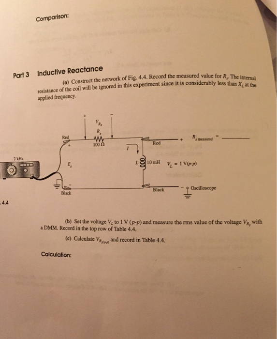 Solved Comparison Part 3 Inductive Reactance Internal A 9863