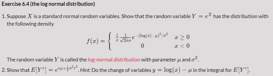 Solved Exercise 6 4 The Log Normal Distribution 1 Suppose