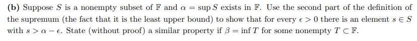 Solved Problem 1. Let S be a nonempty set of real numbers | Chegg.com
