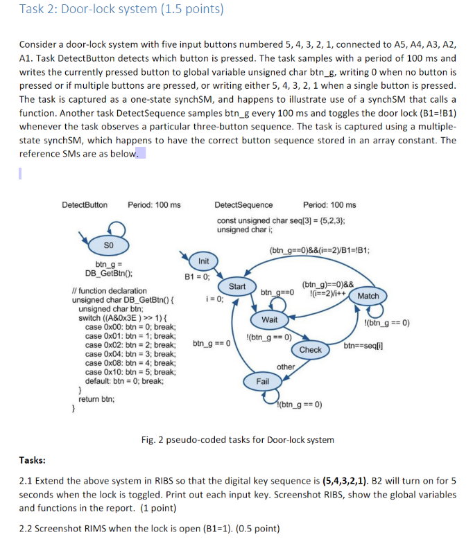 Task 2: Door-lock system (1.5 points) Consider a door | Chegg.com