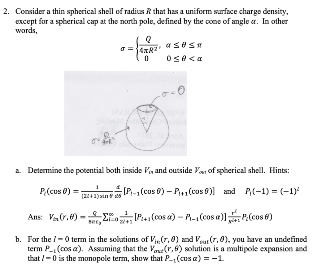 Solved 2. Consider a thin spherical shell of radius R that | Chegg.com