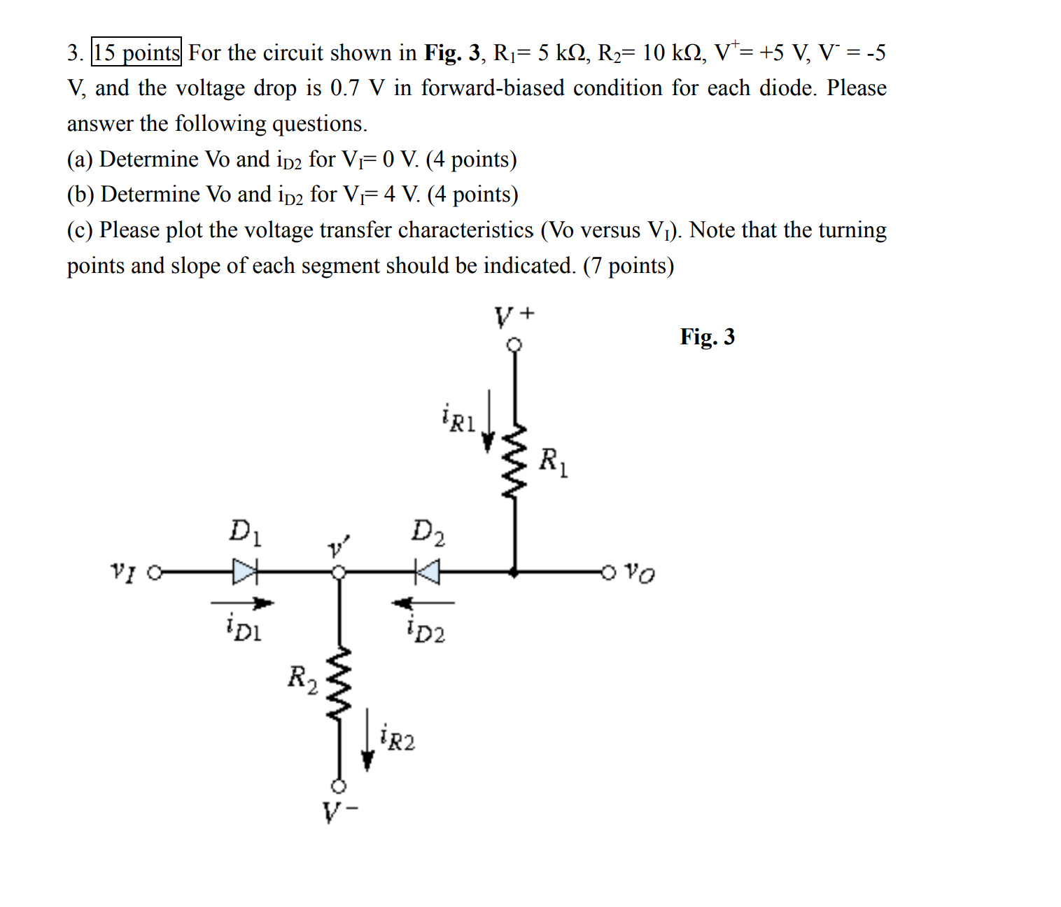 Solved 15 ﻿points For the circuit shown in ﻿Fig. | Chegg.com