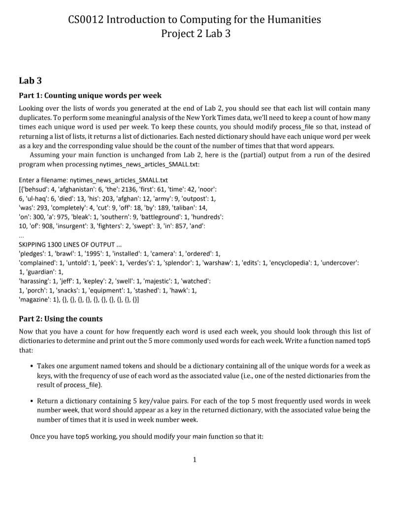 CS0012 Introduction to Computing for the Humanities | Chegg.com