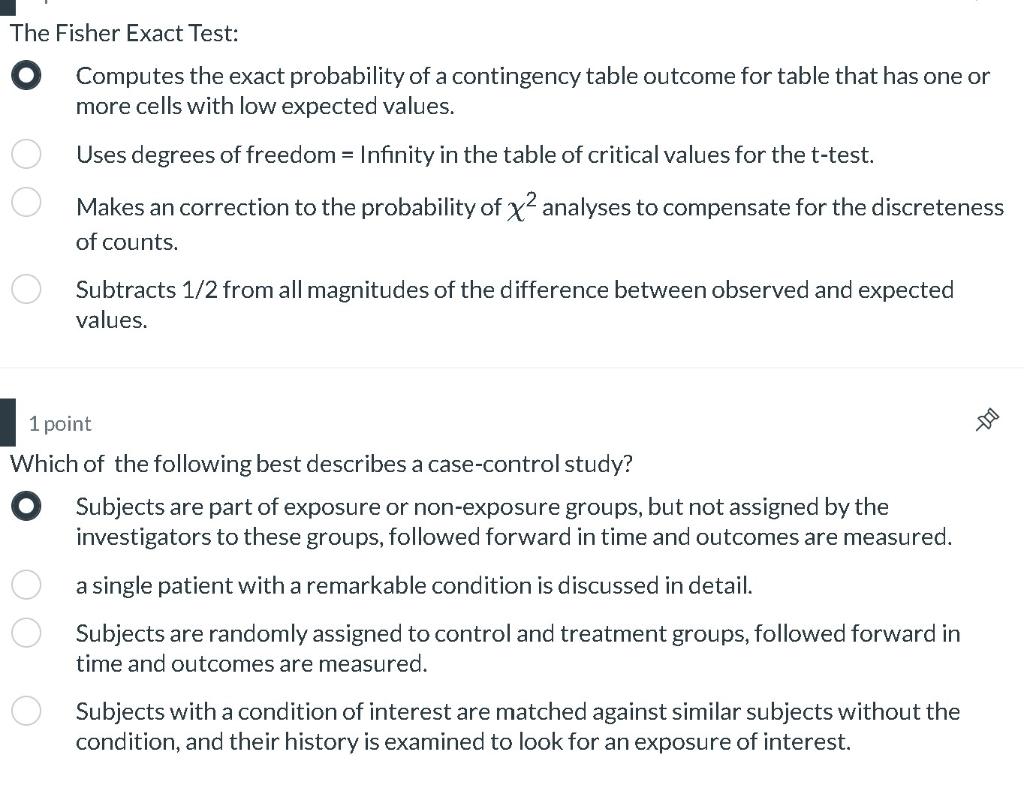 Solved The Fisher Exact Test: Computes the exact probability | Chegg.com