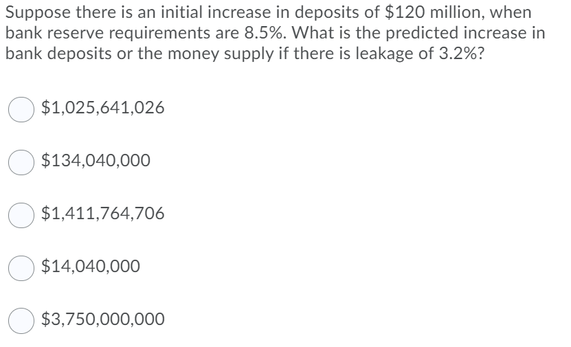 Solved Suppose there is an initial increase in deposits of | Chegg.com