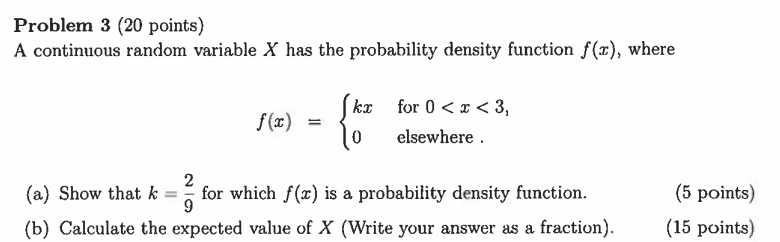 Solved Problem 3 (20 ﻿points)A continuous random variable x | Chegg.com