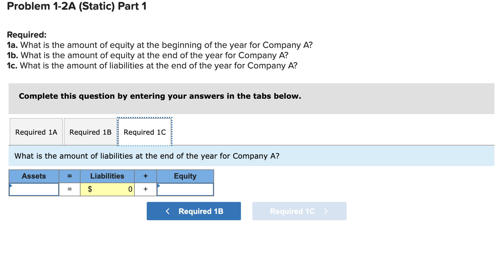 Solved ! Required information Problem 1-2A (Static) | Chegg.com