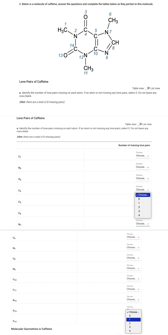 Solved 2. Below is a molecule of caffeine, answer the | Chegg.com