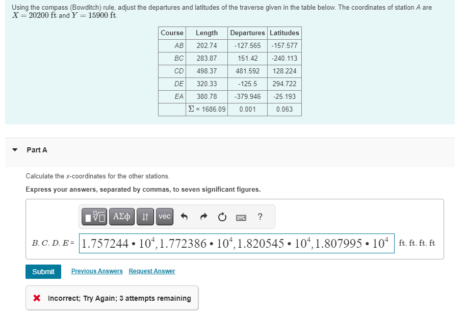 Solved Using the compass (Bowditch) rule, adjust the | Chegg.com